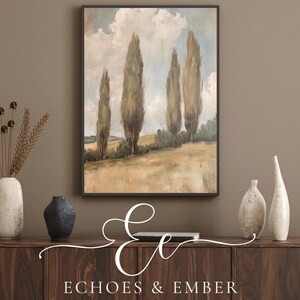 Cypress Trees Tuscan Decor – Rustic Printable Landscape for Farmhouse ...