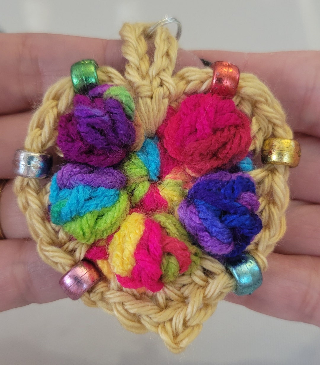 Crochet Fidget Bobble Heart Keychain - Etsy