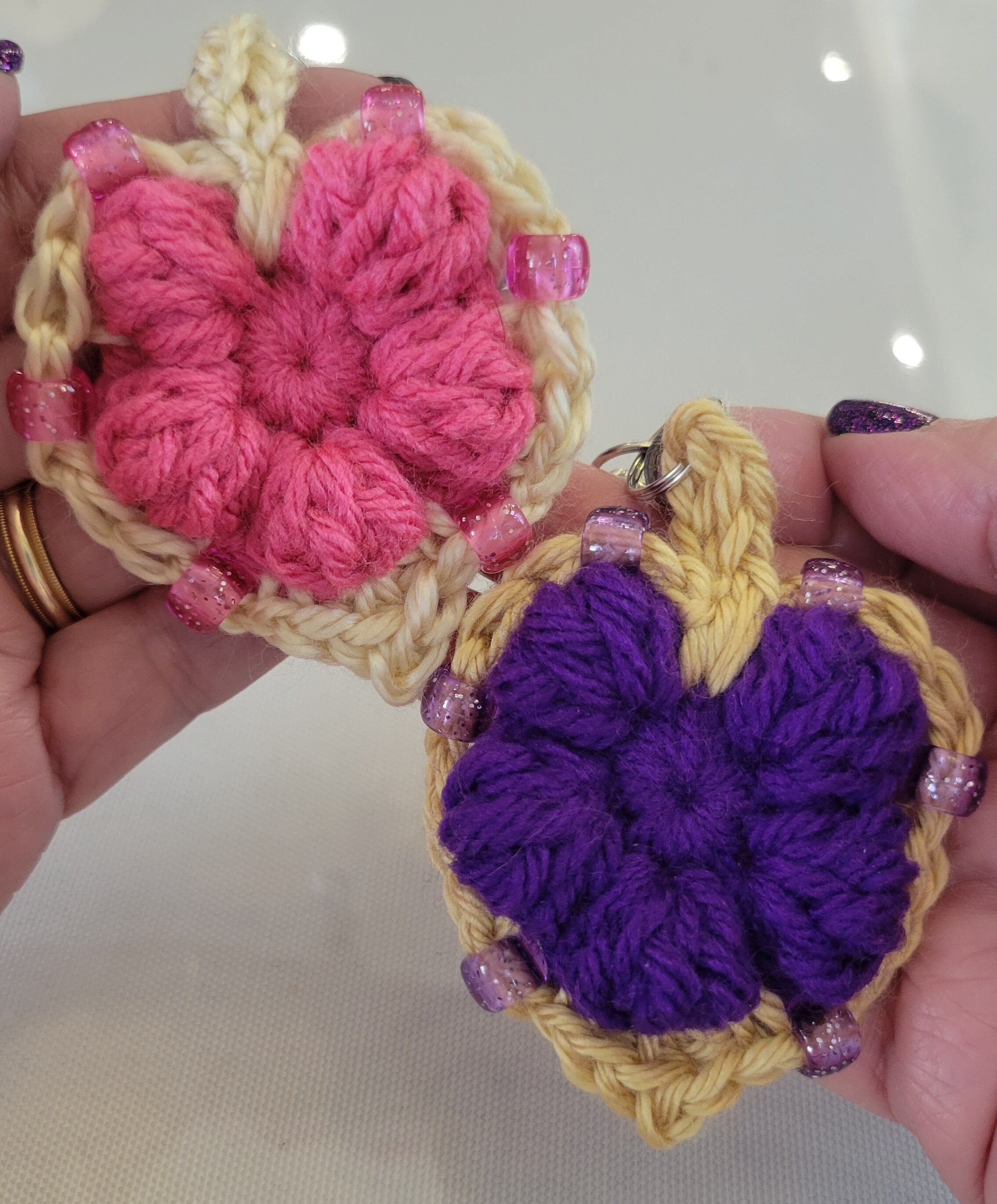 Crochet Fidget Bobble Heart Keychain - Etsy