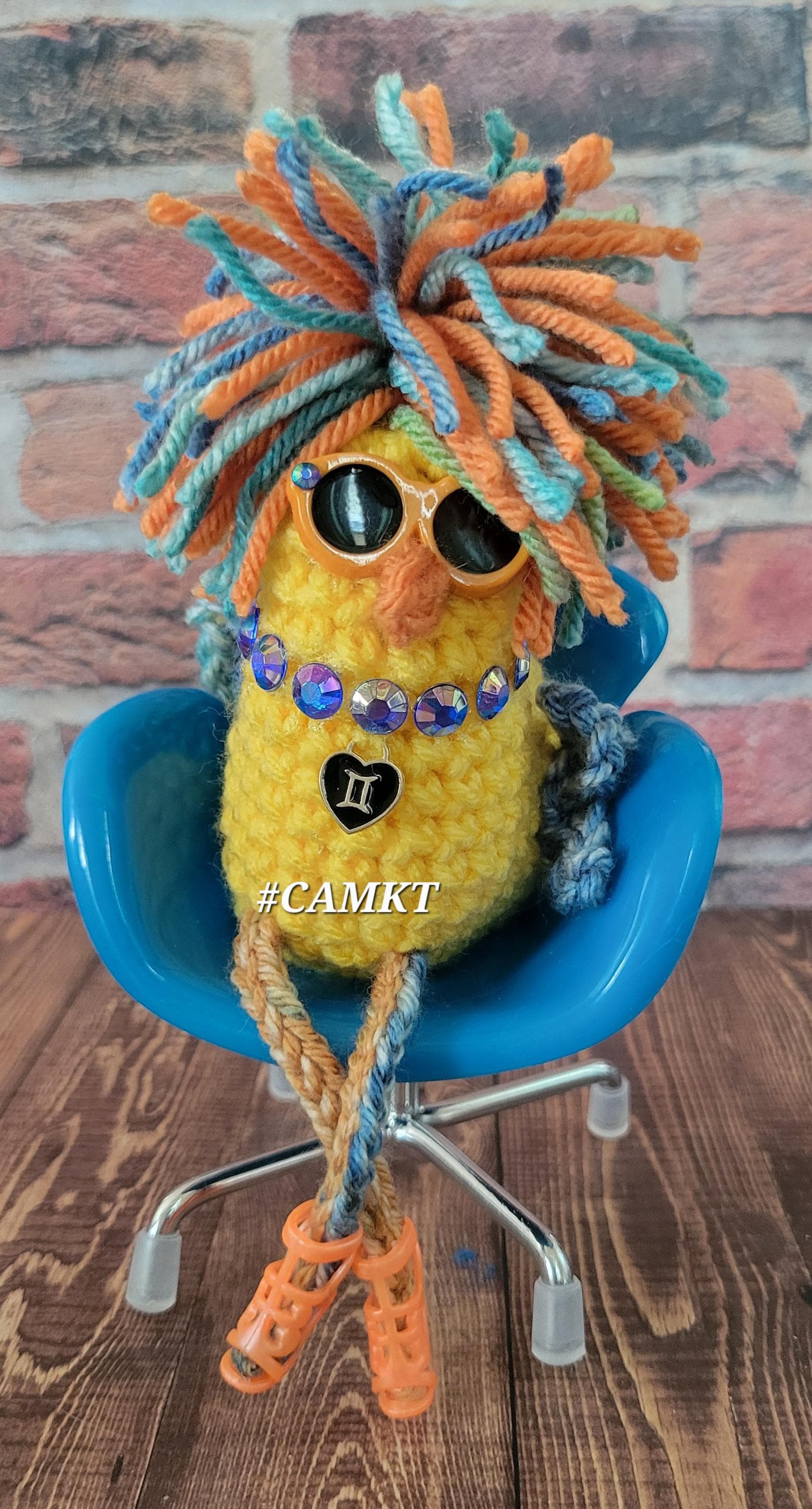 Crochet Zodiac Gemini Glam Chick, A Limited Edition Emotional Support Chicken Plush With Organza ...