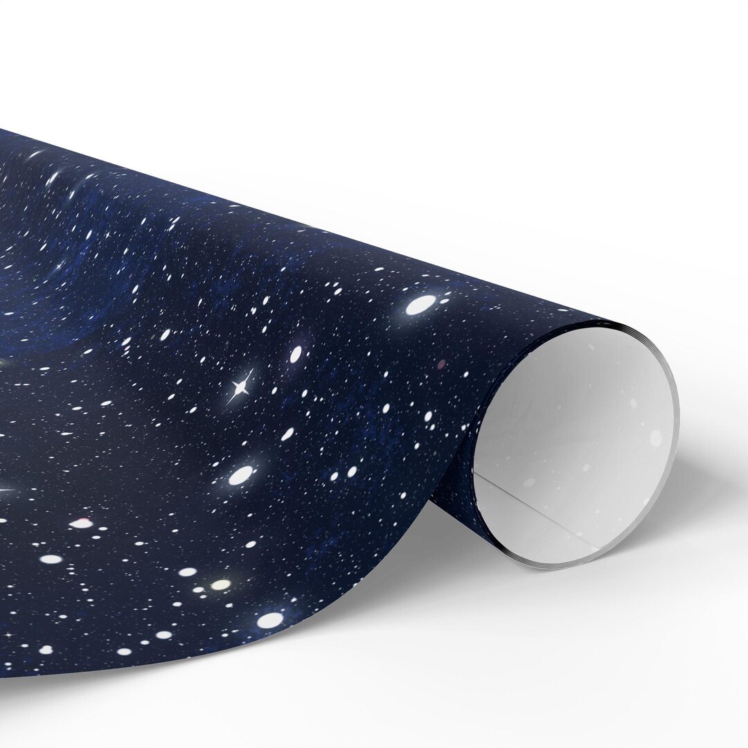 Cosmic Stardust Wrapping Paper - Deep Blue Starry Night Gift Wrap ...