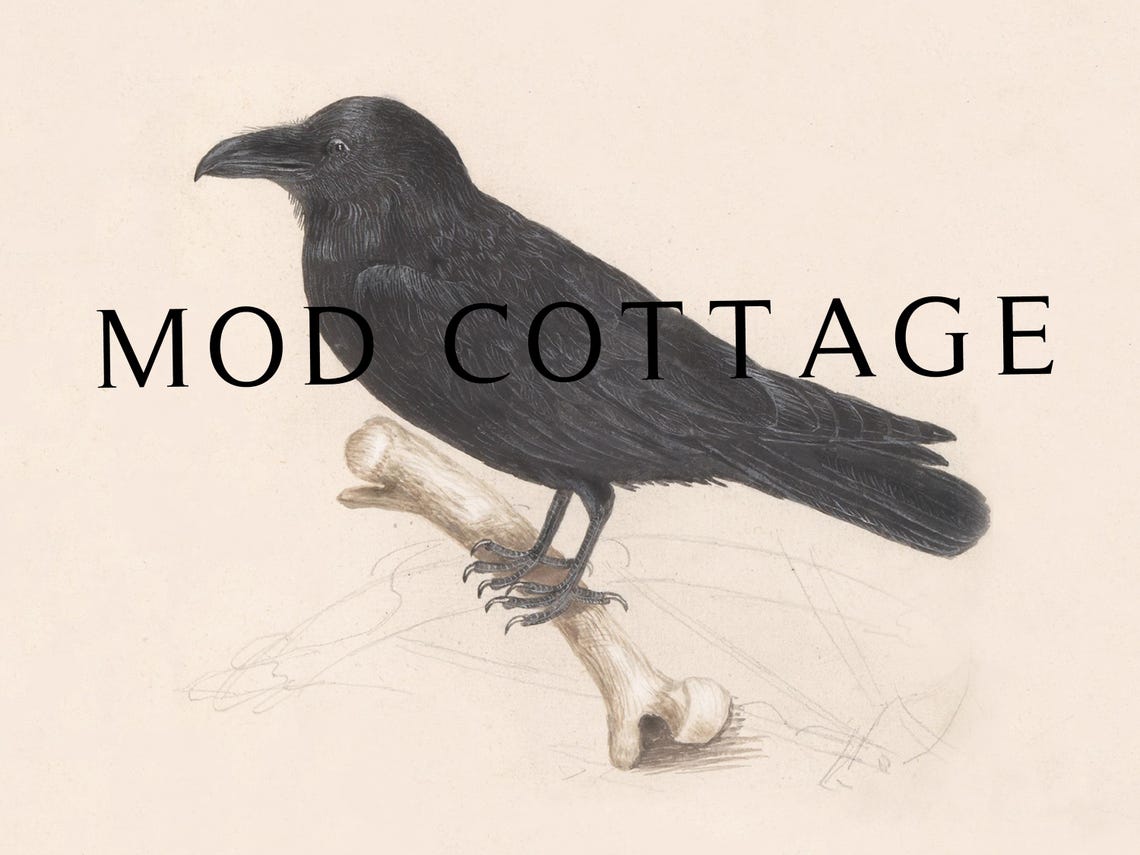 Vintage Victorian Raven Print, Halloween Printable Art, Dark Witchy ...