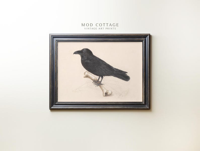 Vintage Victorian Raven Print, Halloween Printable Art, Dark Witchy ...