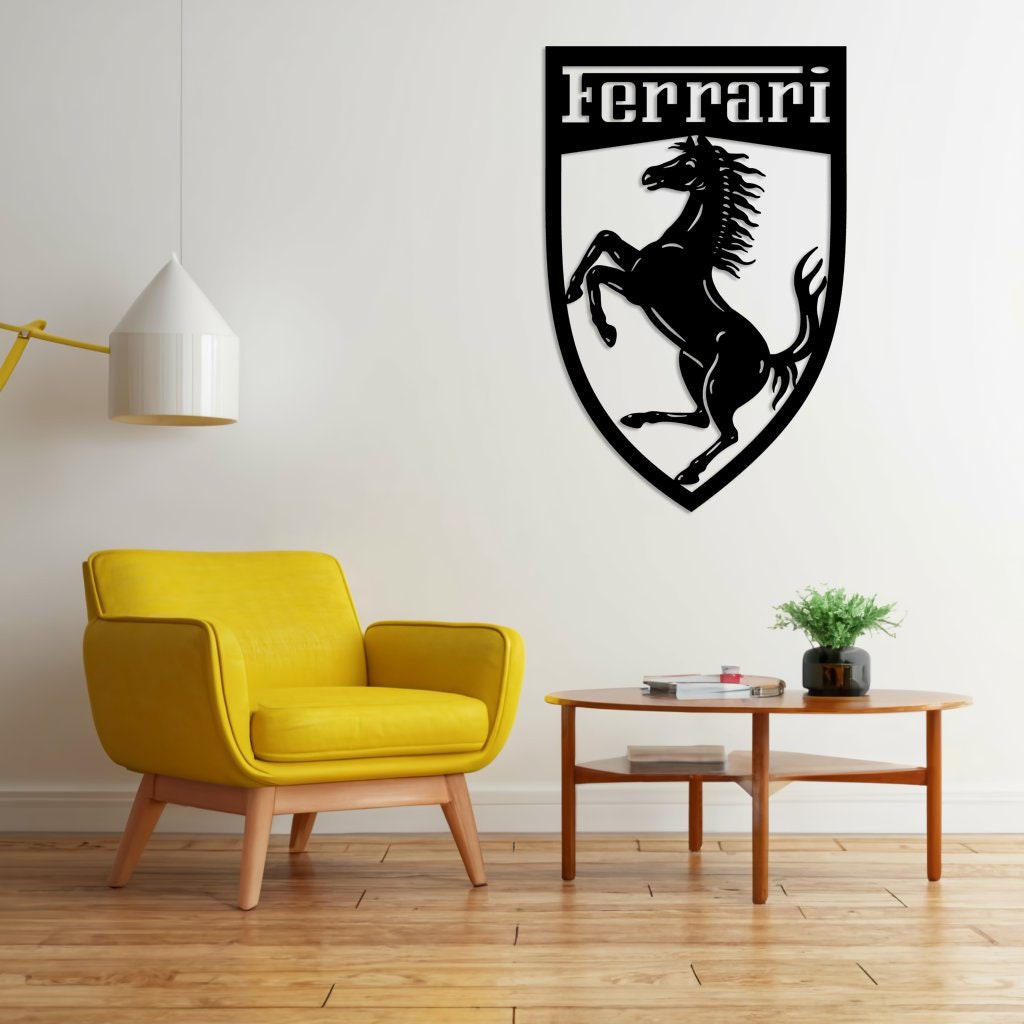 Ferrari Logo Wall Decor, Metal Ferrari Sign Wall Art, Metal Ferrari ...