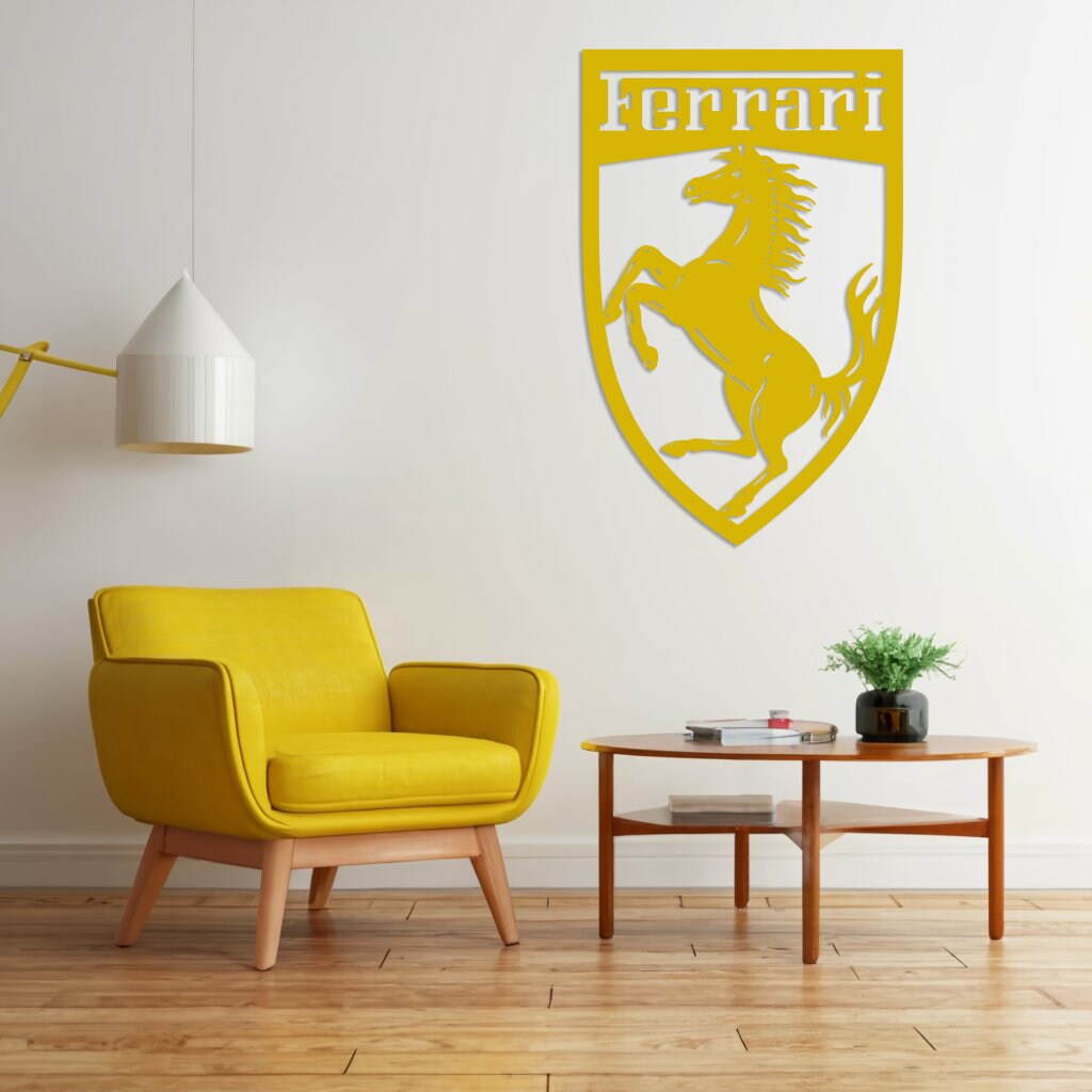 Ferrari Logo Wall Decor, Metal Ferrari Sign Wall Art, Metal Ferrari ...