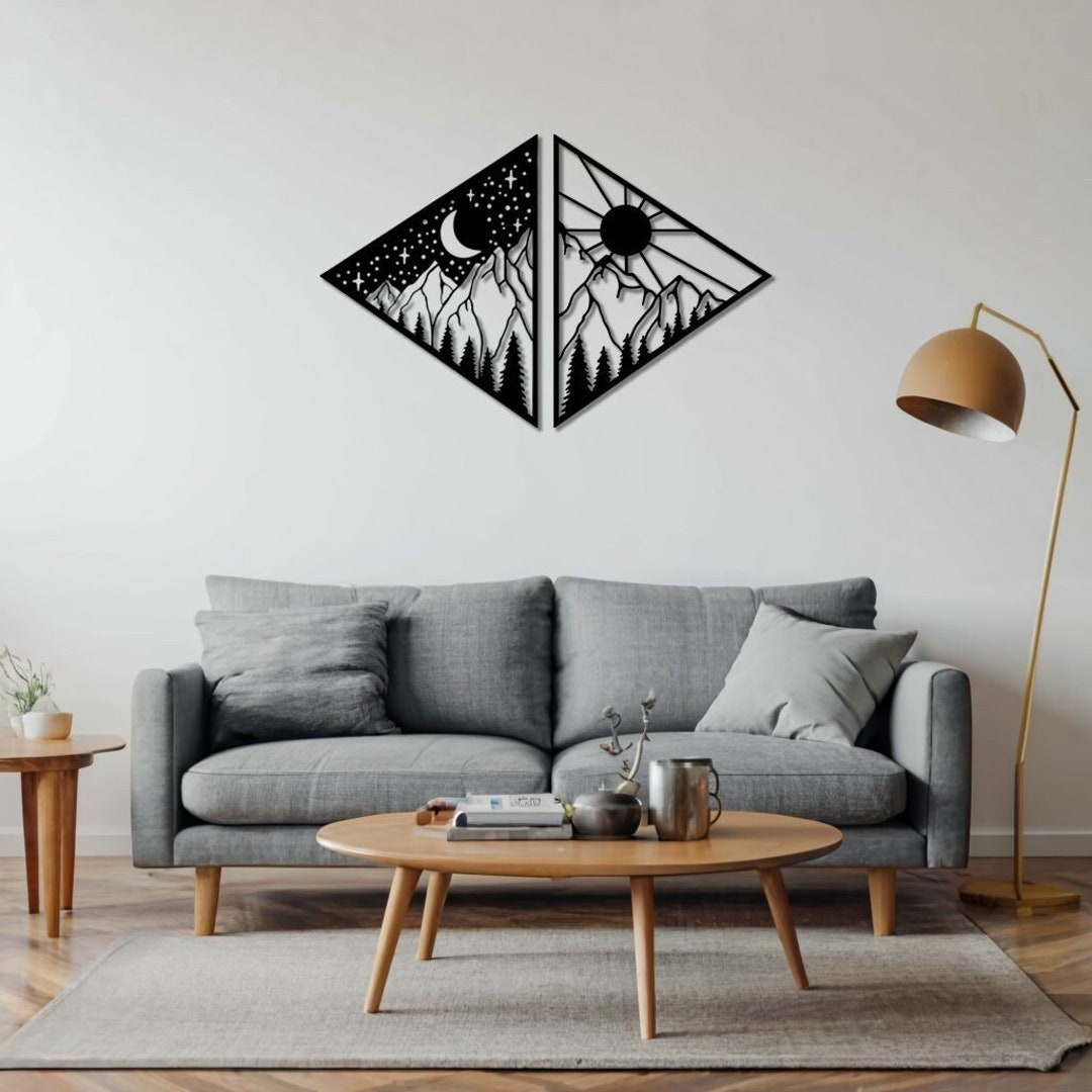 Night and Day Metal Wall Art, Minimalist Wall Art, Metal Arts ...