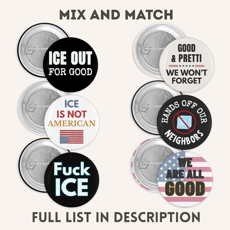 Resist Anti-ice Button Pick Any 6, Protest Pins for Friends, ICE Out ...