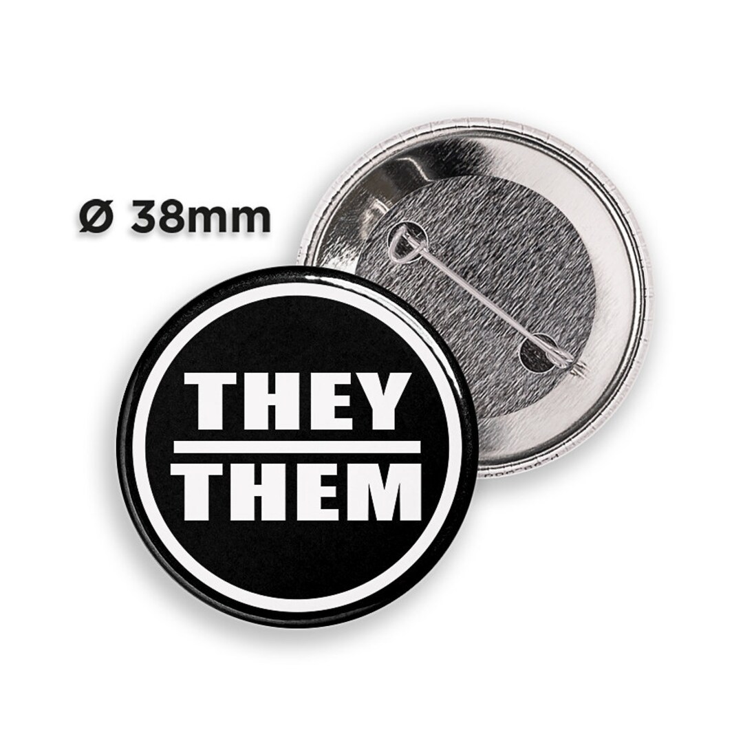 THEY/THEM Pronoun Pin Button Pin Badge 38mm 1.5 Inch Pinback Buttons ...