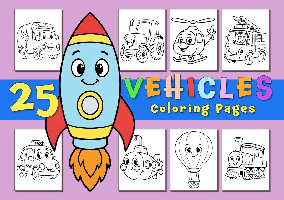 Vehicles Coloring Pages – 25 Printable Transportation Sheets for Kids ...