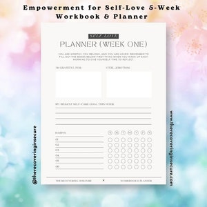 EMPOWERMENT for Self Love | 5 Week Workbook | Planner | Mental Health ...