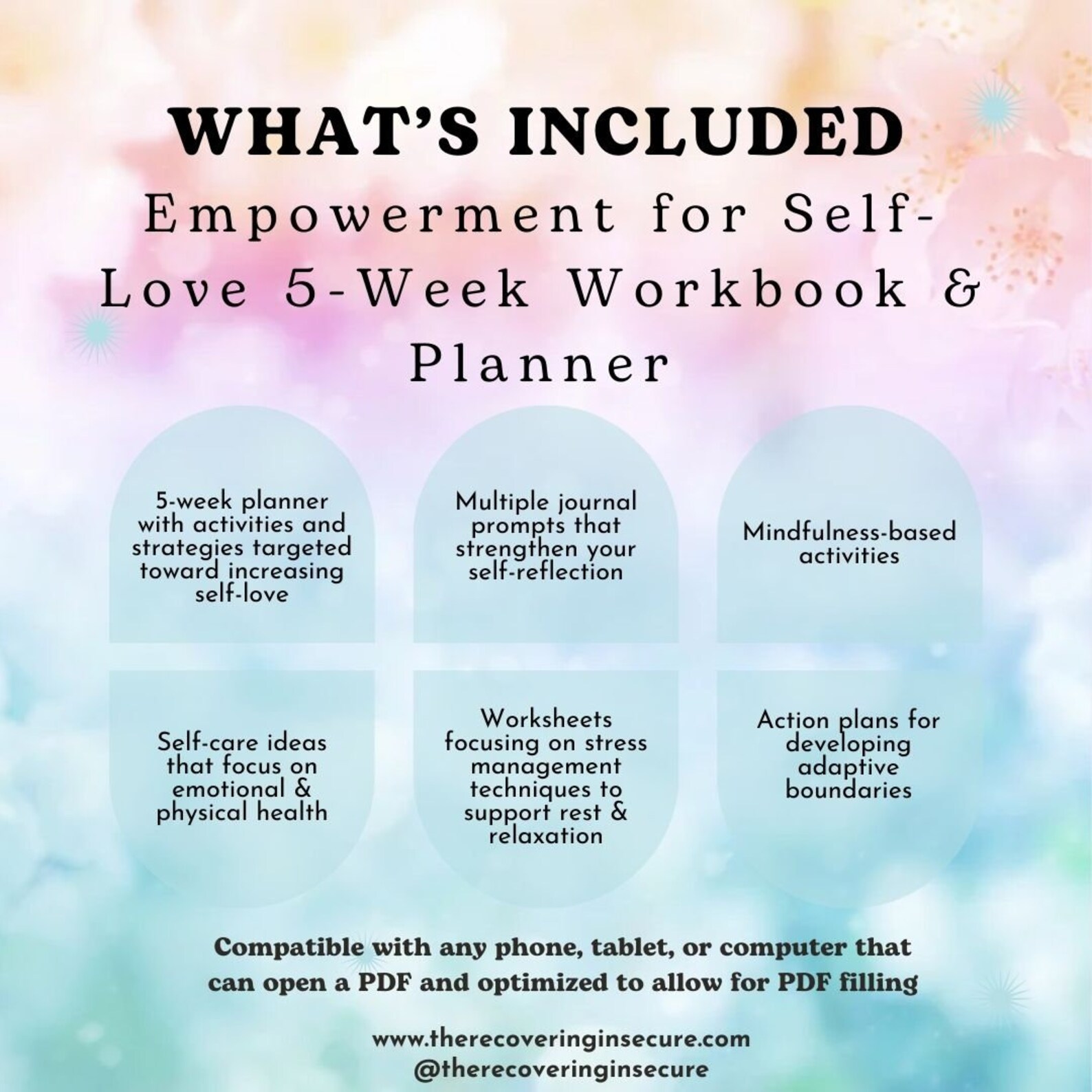 EMPOWERMENT for Self Love 5 Week Workbook Planner Mental Health Success ...