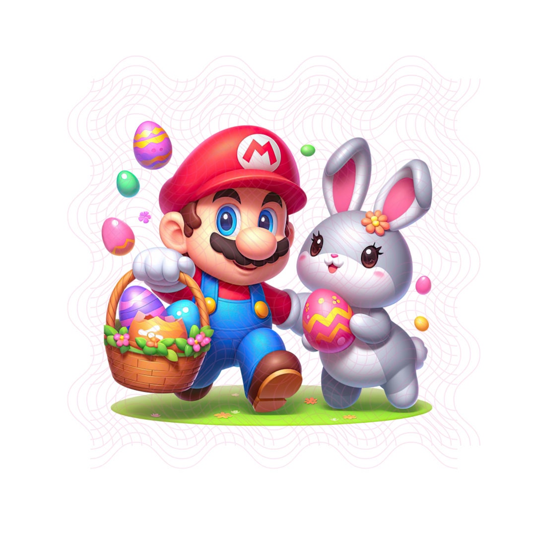 Mario de Pâques, téléchargement PNG, Sublimation, conception DTF ...