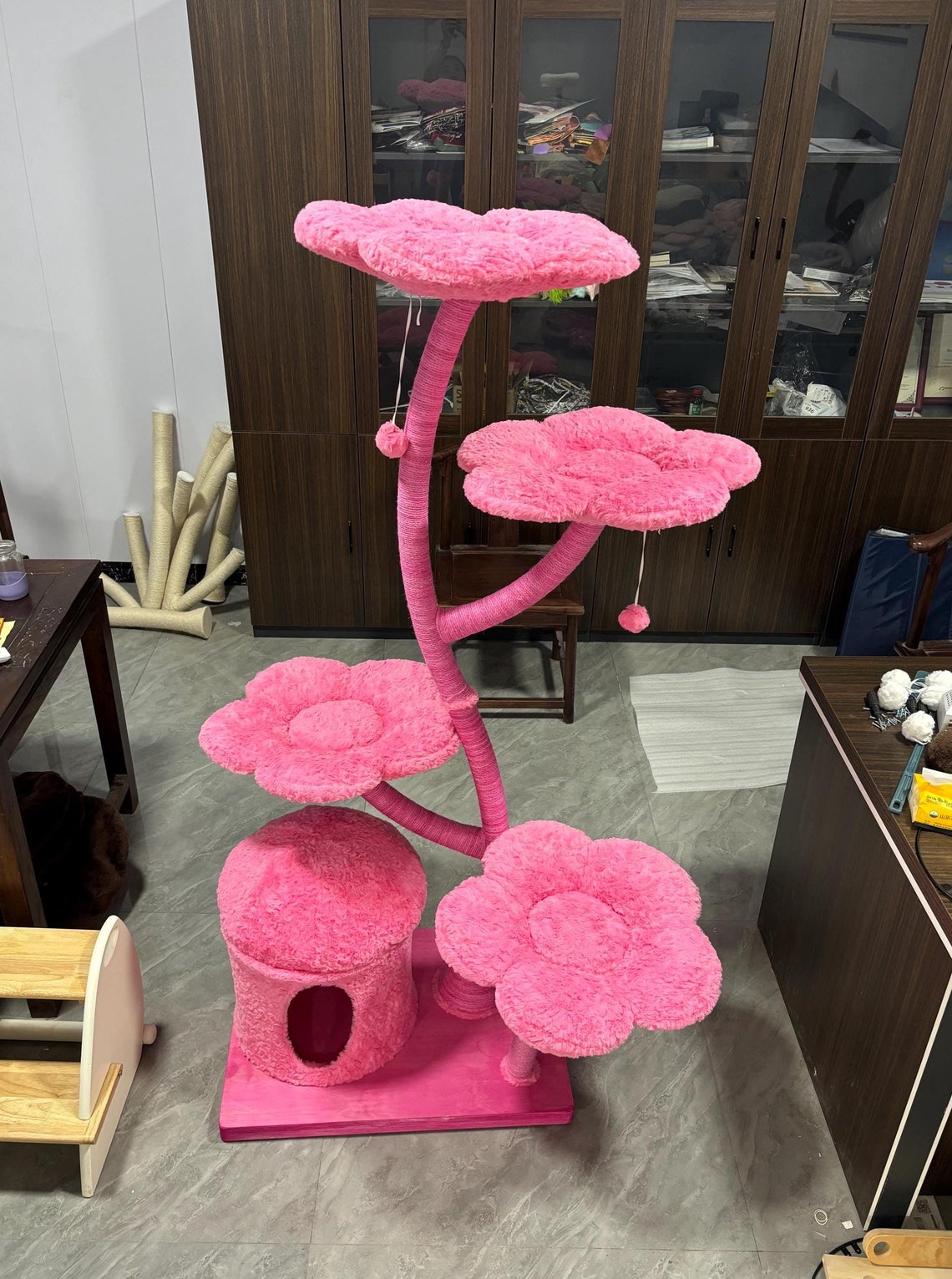 Flowers Cat Tree With Wood Base - Etsy