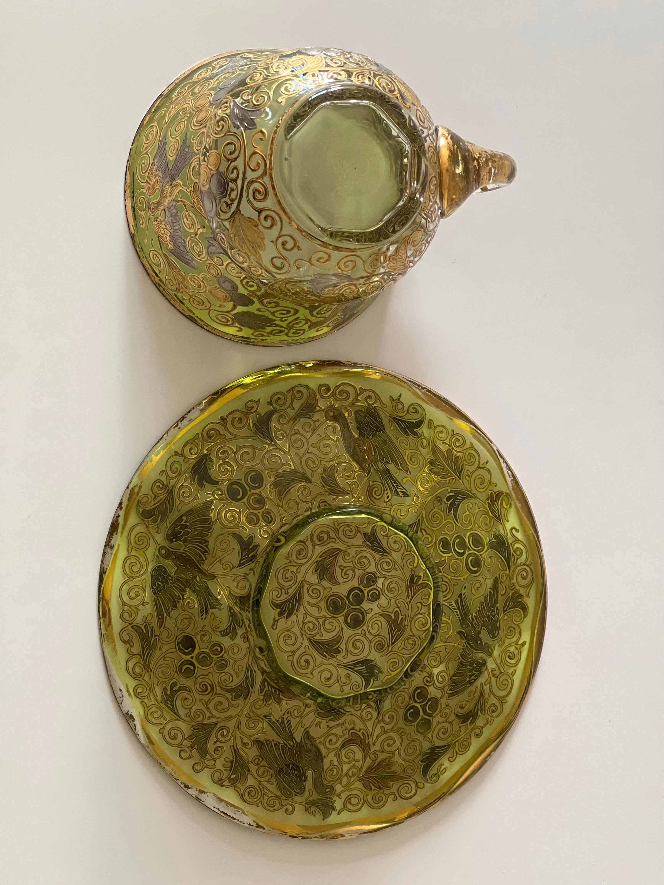 Antique Moser Bohemian Gold and Glass Ornate Tea Cup and Saucer Set ...