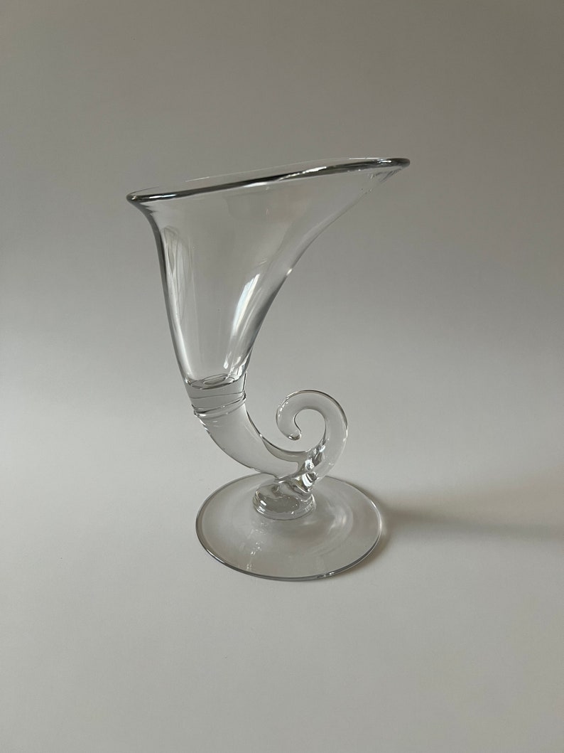 Vintage Crystal Glass Cambridge Cornucopia Pristine Pattern Stem Vase ...
