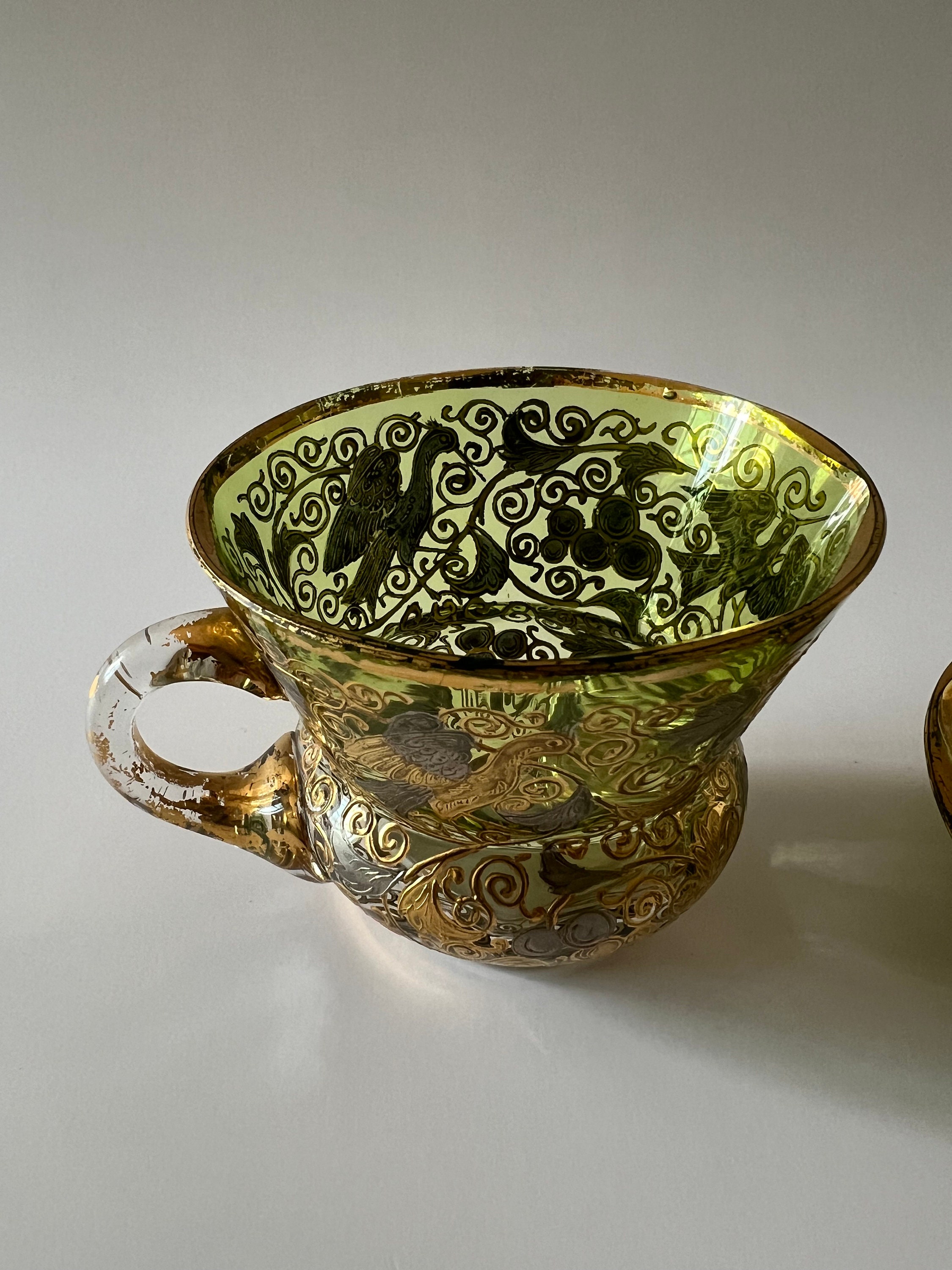 Antique Moser Bohemian Gold and Glass Ornate Tea Cup and Saucer Set ...