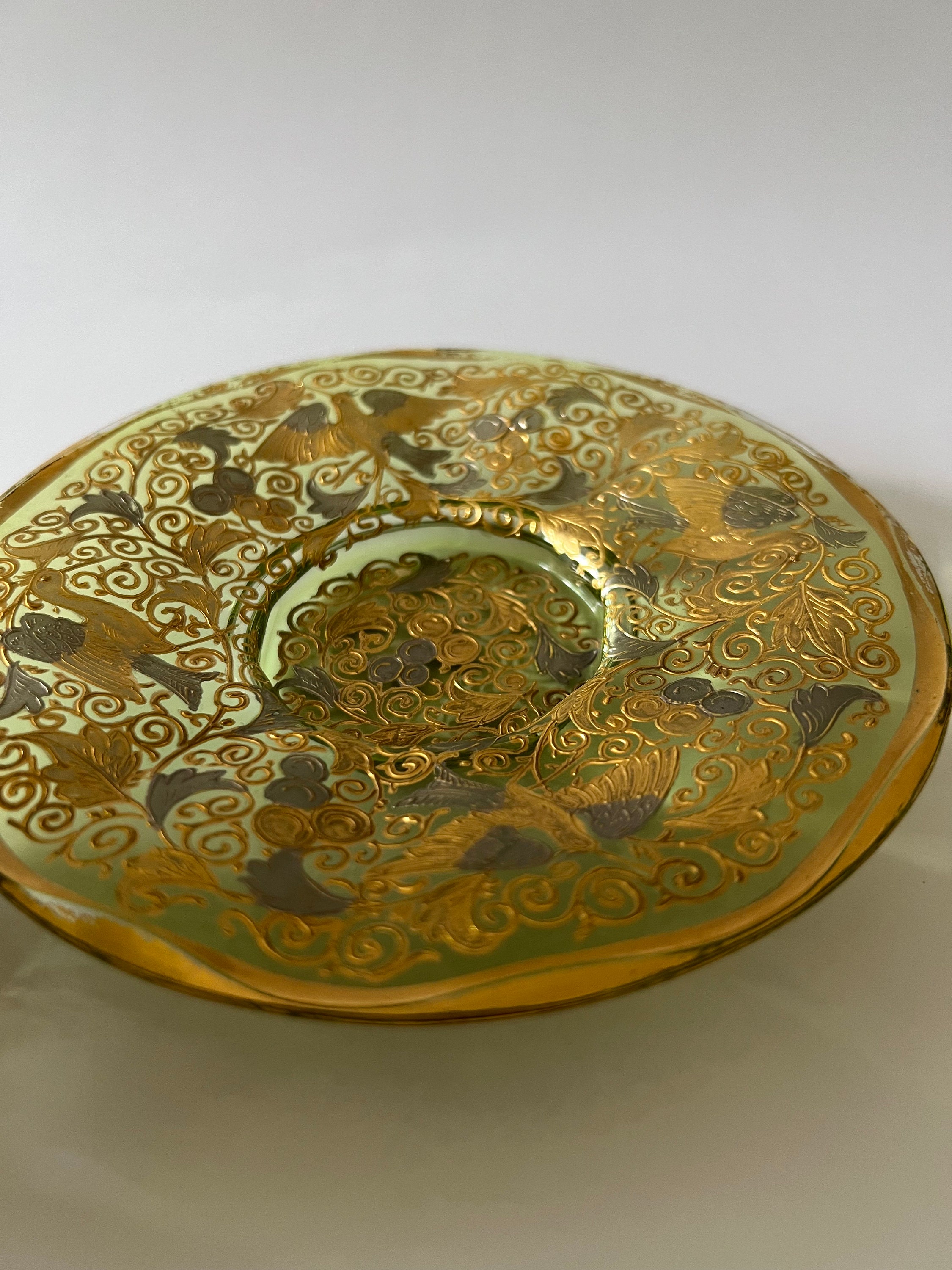 Antique Moser Bohemian Gold and Glass Ornate Tea Cup and Saucer Set ...