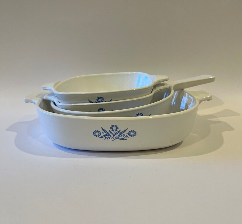 Vintage Corningware Blue Cornflower Casserole Dishes and Pan Set of 4 ...