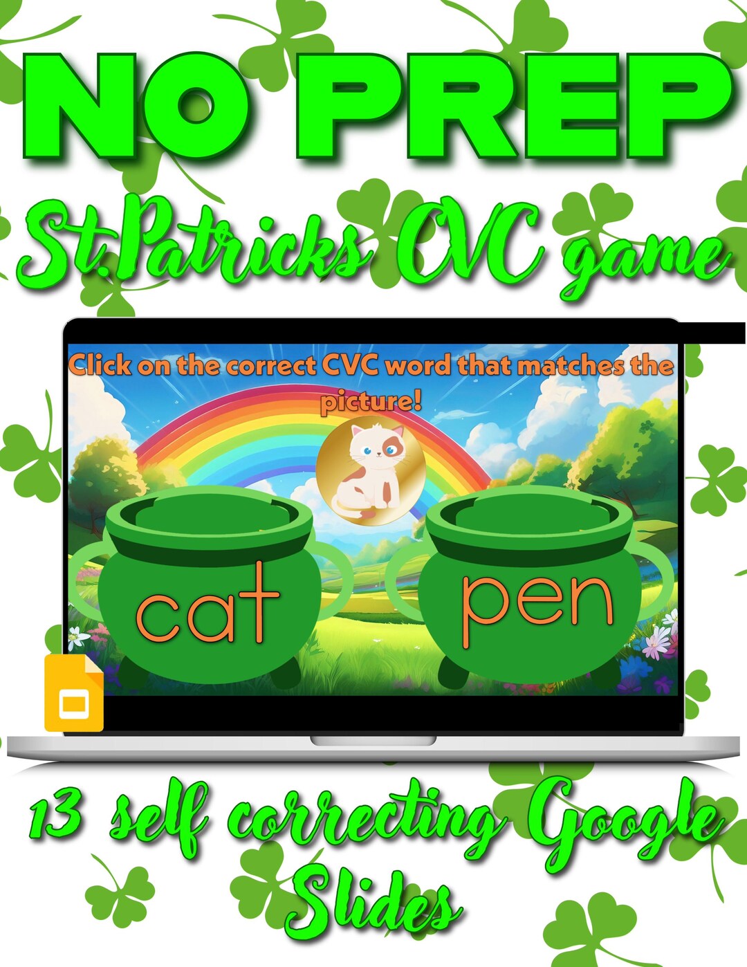 St. Patrick’s Day CVC Word Game for Teachers – Interactive Google ...