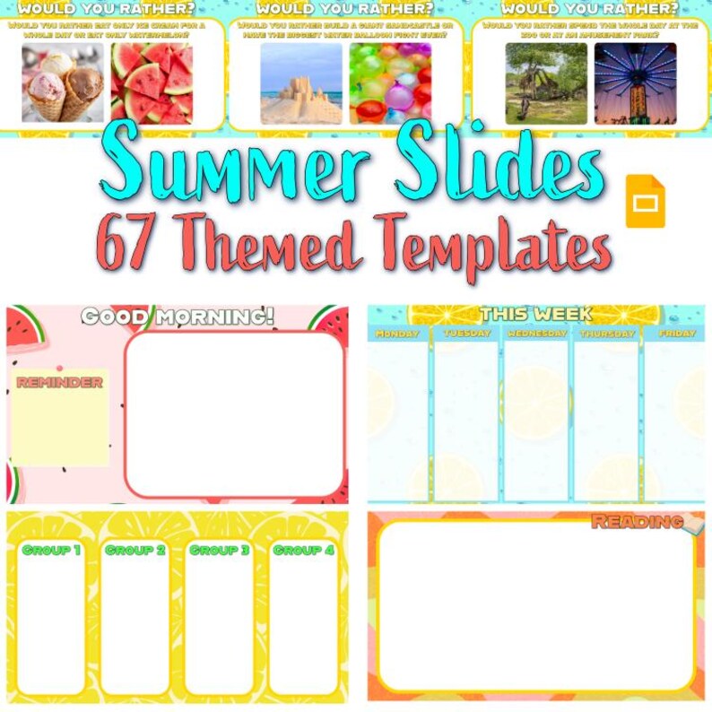 End-of-the-year Summer-themed Classroom Slides & Would-you-rather ...