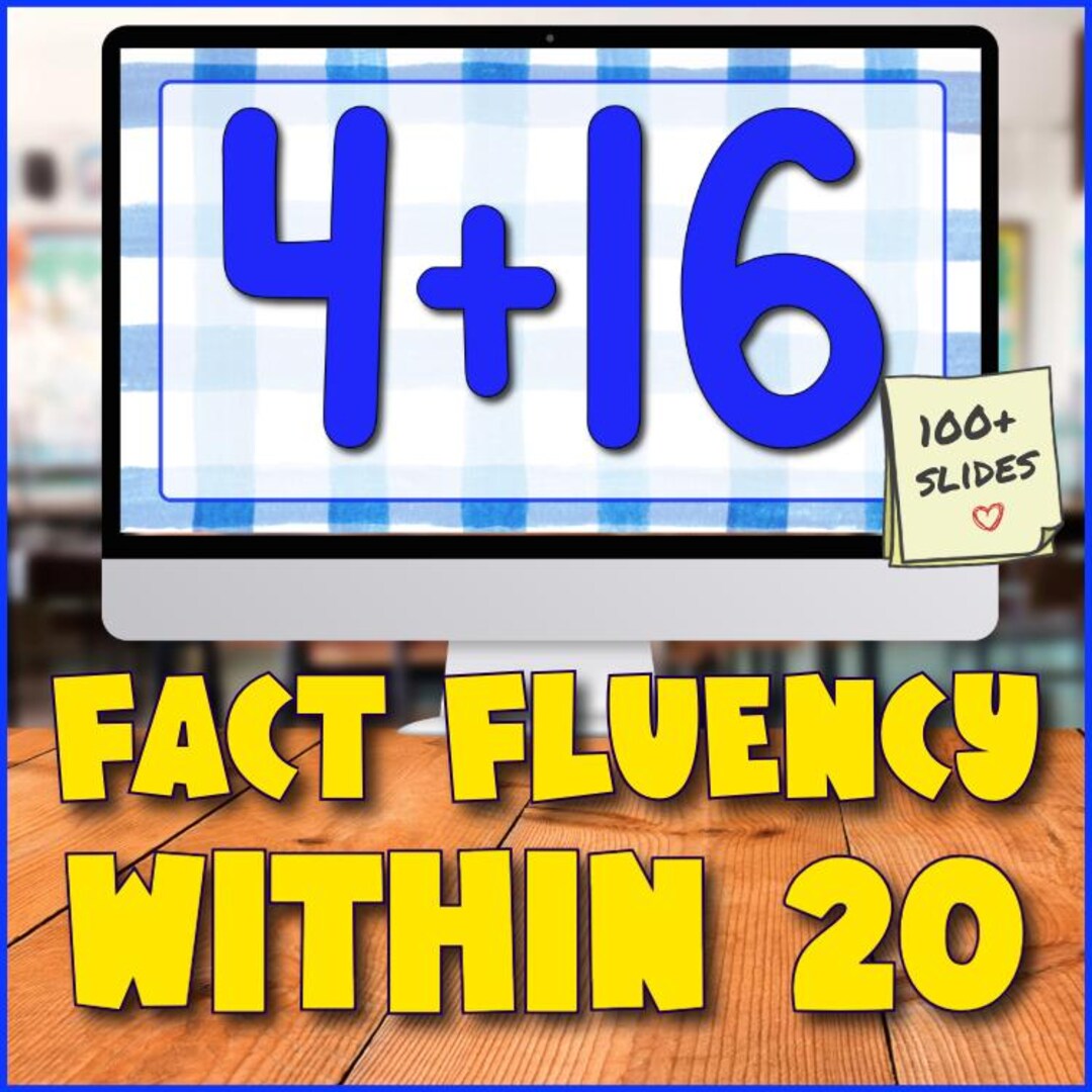 100 Addition and Subtraction Fact Fluency Slides Within 20 With Brain ...