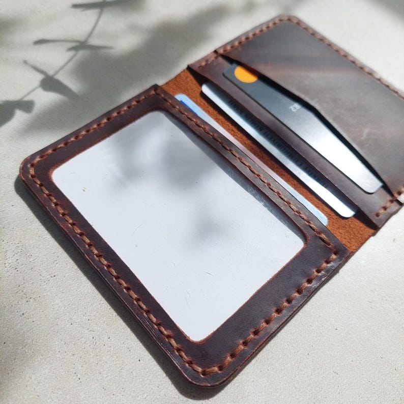 Personalized Leather Id Card Holder With Id Window, for Men Credit Card ...