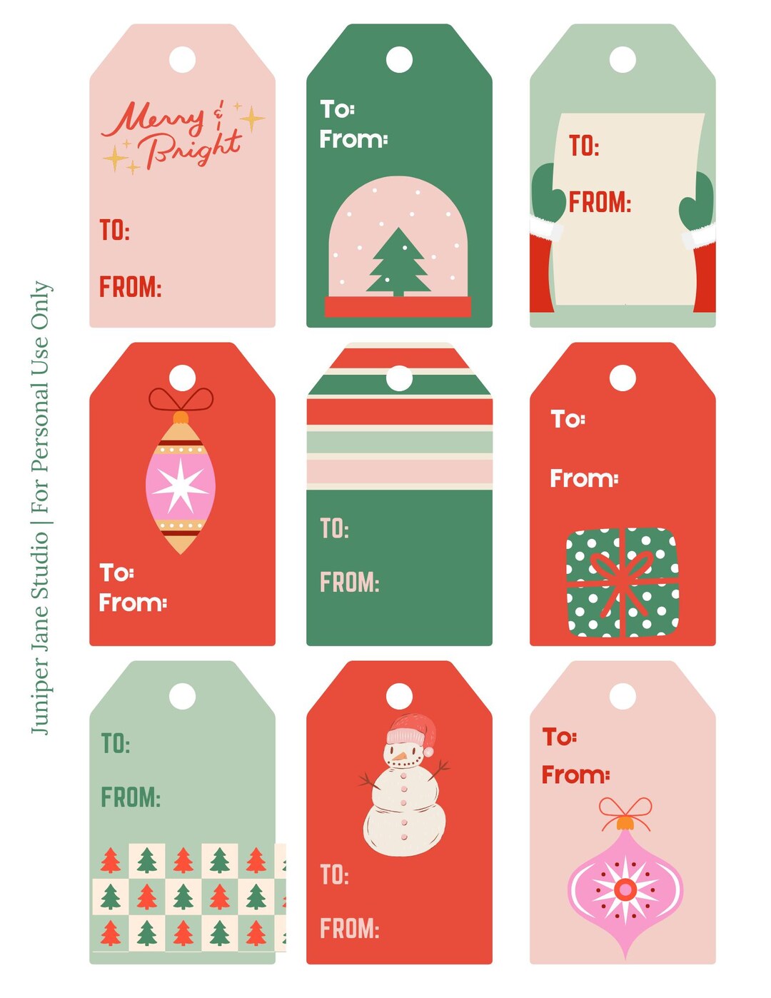 Retro Christmas Gift Tags Printable | Mid Century Modern Holiday To ...