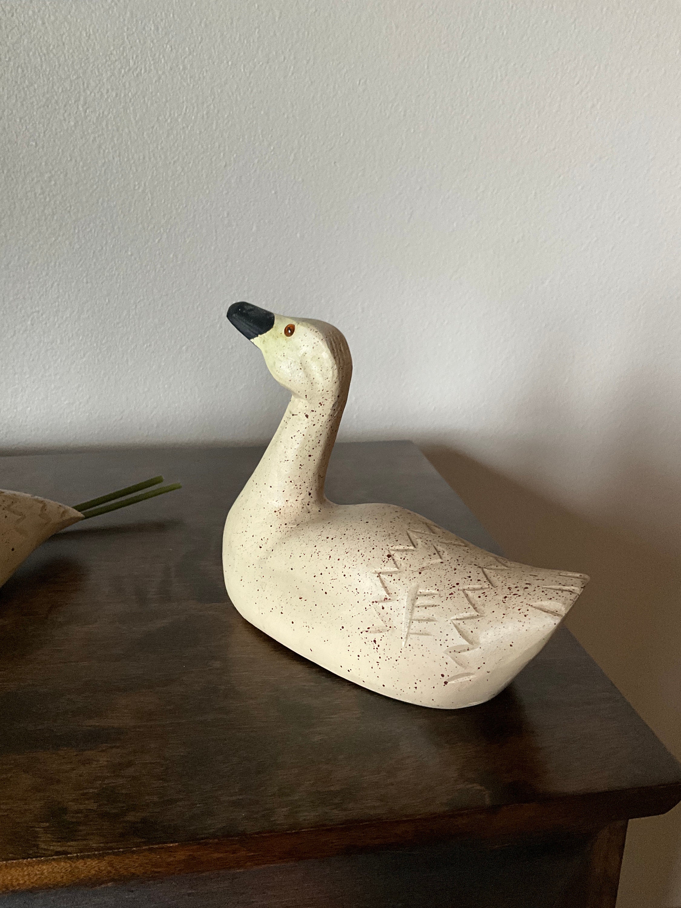Vintage Primitive Hand-carved Swan Decoy Decor SET - Etsy