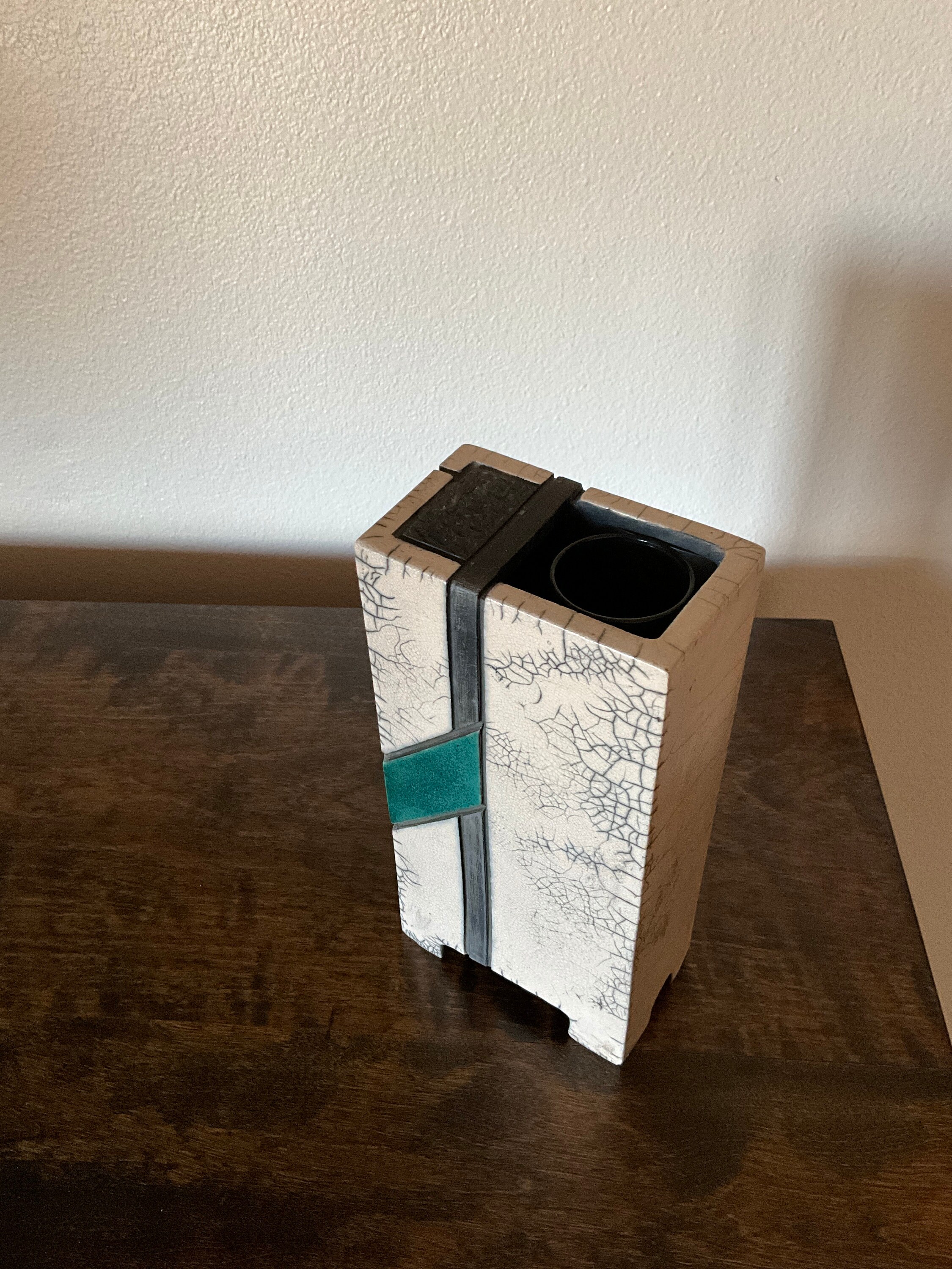 Geometric Raku Vase by Kathryn Allen - Etsy