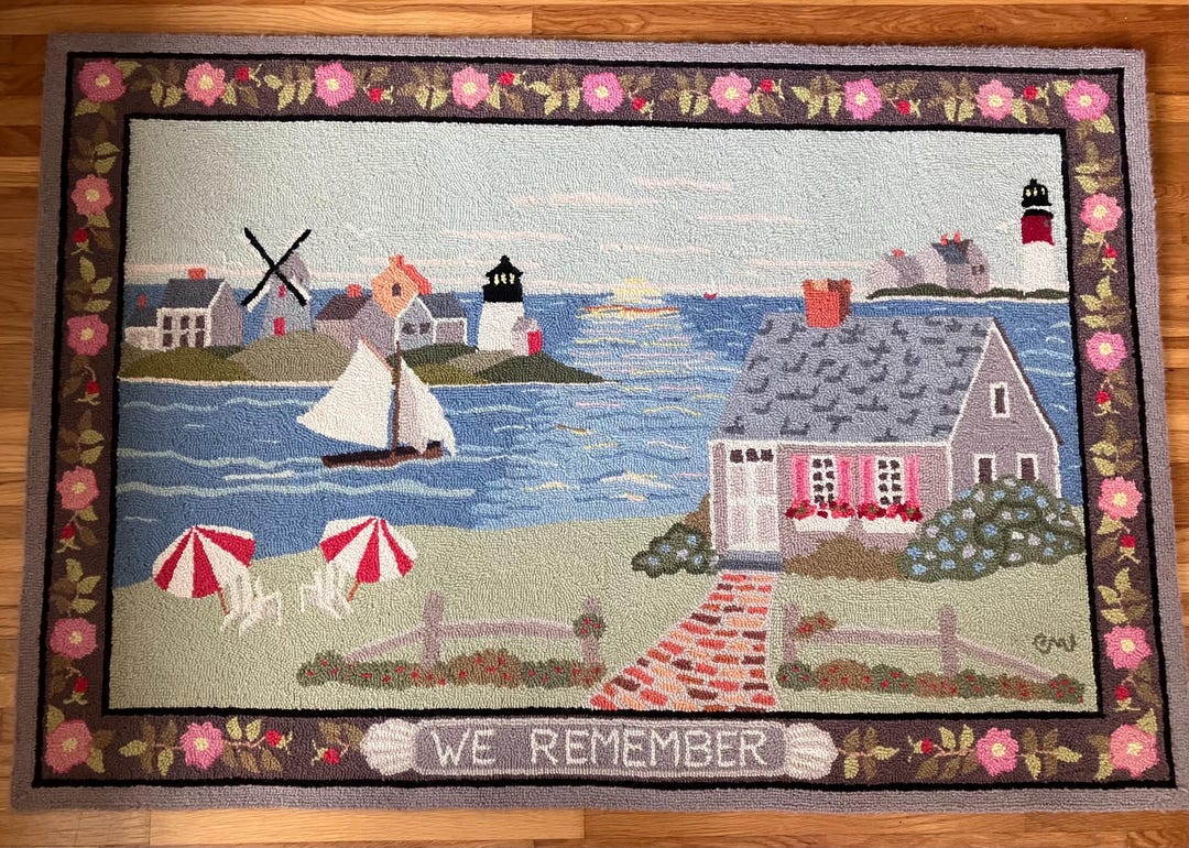 Vintage Wool Claire Murray “we Remember” Hooked Rug 36”x54” Nantucket ...