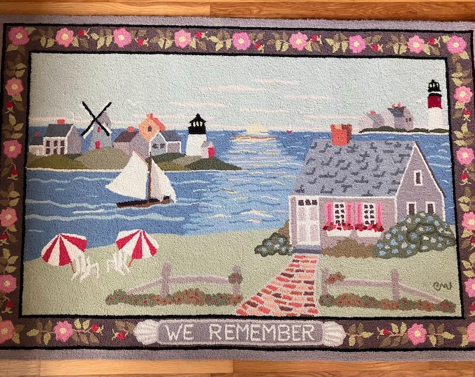 Vintage Wool Claire Murray “we Remember” Hooked Rug 36”x54” Nantucket ...