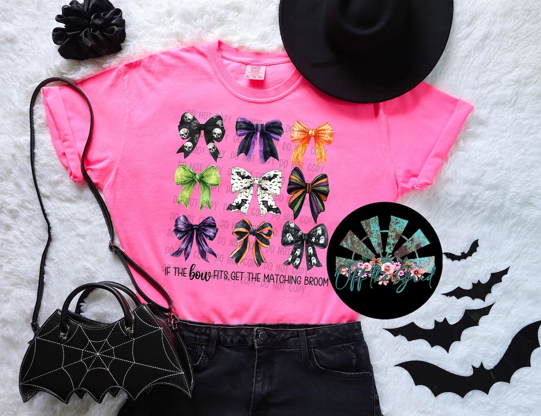 If the Bow Fits, Get the Matching Broom PNG File Preppy Halloween Bow ...