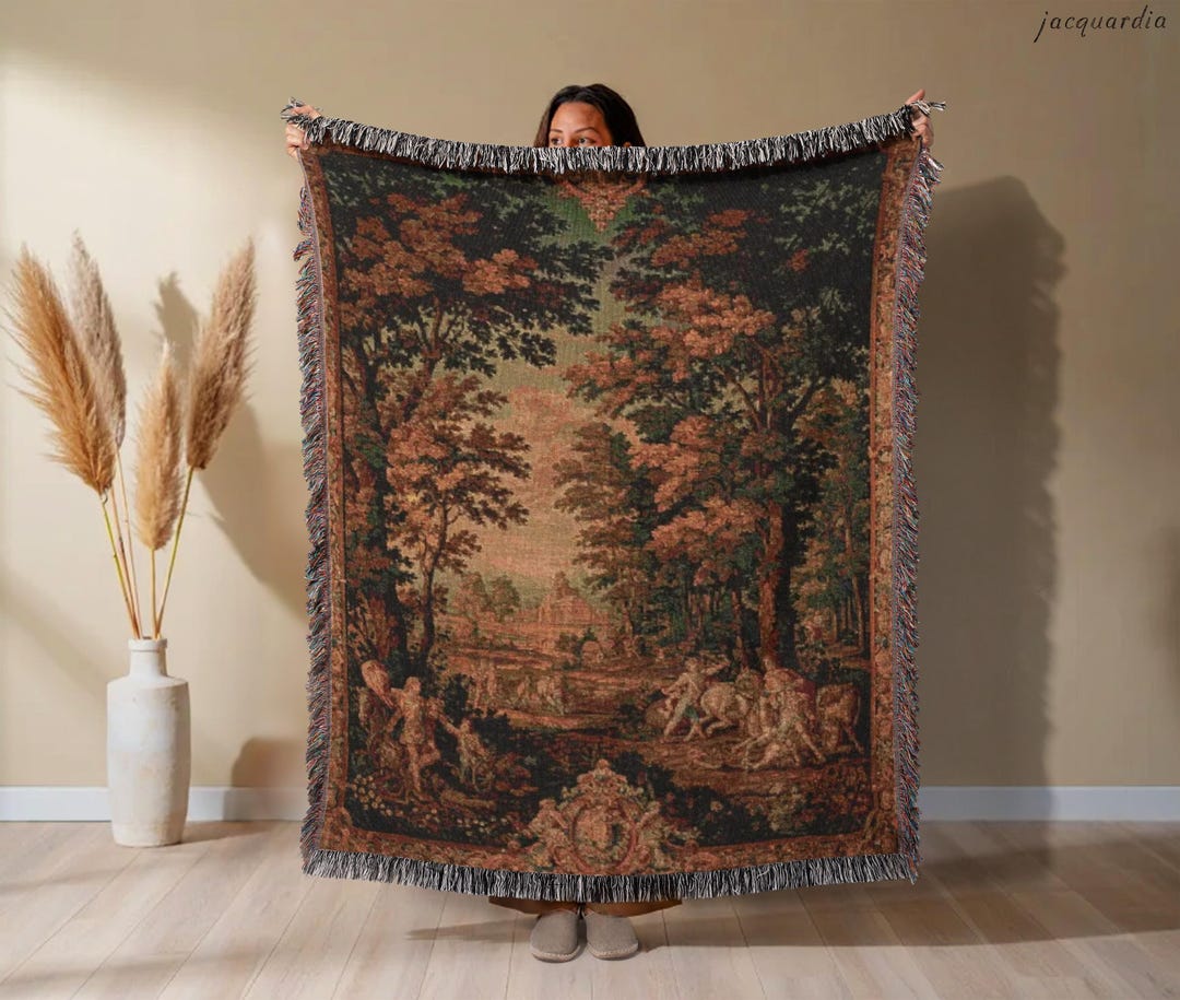 Vintage European Renaissance Art Throw ,baroque Tapestry Woven Blanket ...
