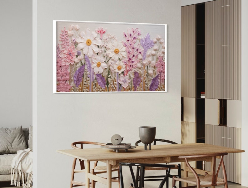 Wildflower Loral Sculpture Frame TV Art Colorful Flowers Digital ...