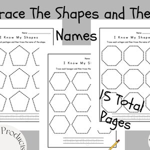 Trace the Shapes Worksheets, 12 Basic Shapes Tracing, Early Learner ...