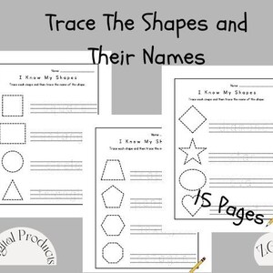 Trace the Shapes Worksheets, 12 Basic Shapes Tracing, Early Learner ...