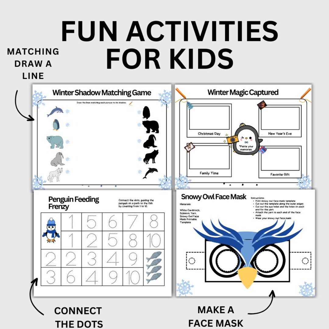 Winter Activities Printable Pack – Kids Crafts & Games (PDF Download ...