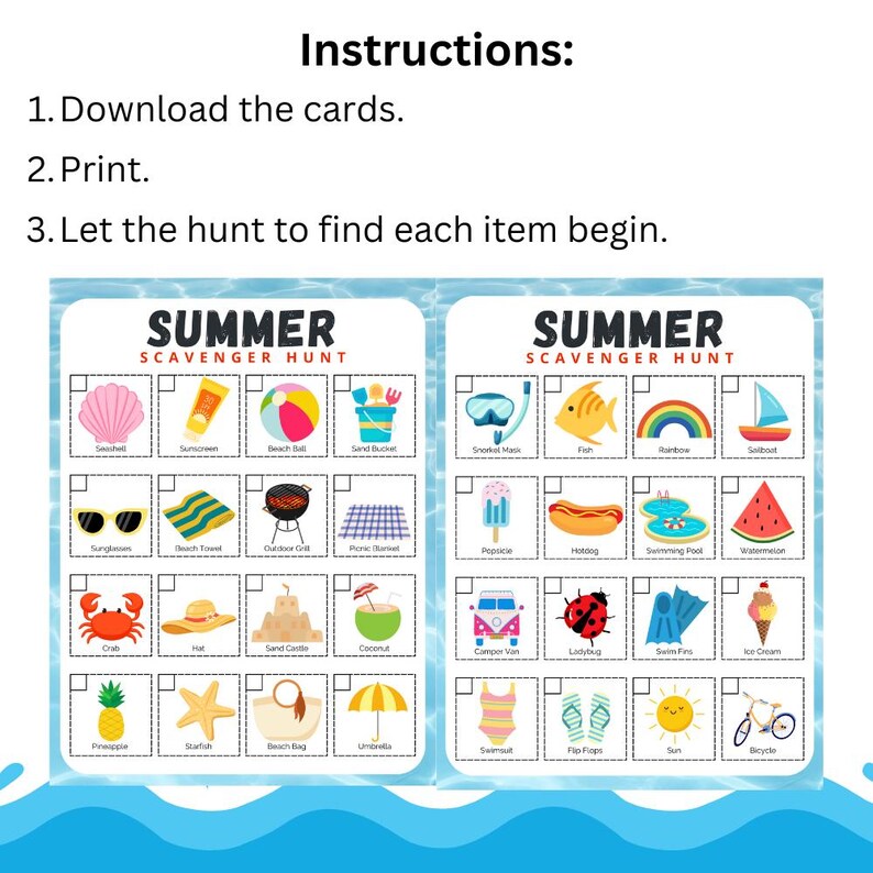 Summer Scavenger Hunt Printable Cards | End of Year Student Gift ...