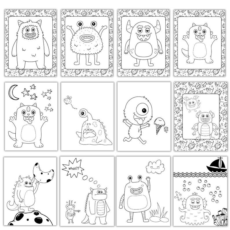 Monster Coloring Pages for Kids | 25 Printable Fun Art Sheets PDF ...