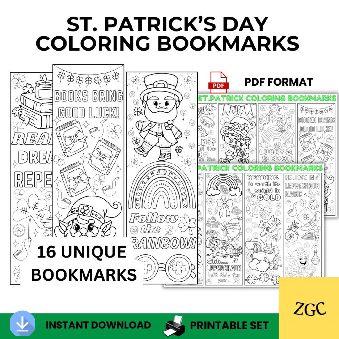 St Patrick’s Day Coloring Bookmarks | Printable Kids Bookmarks ...
