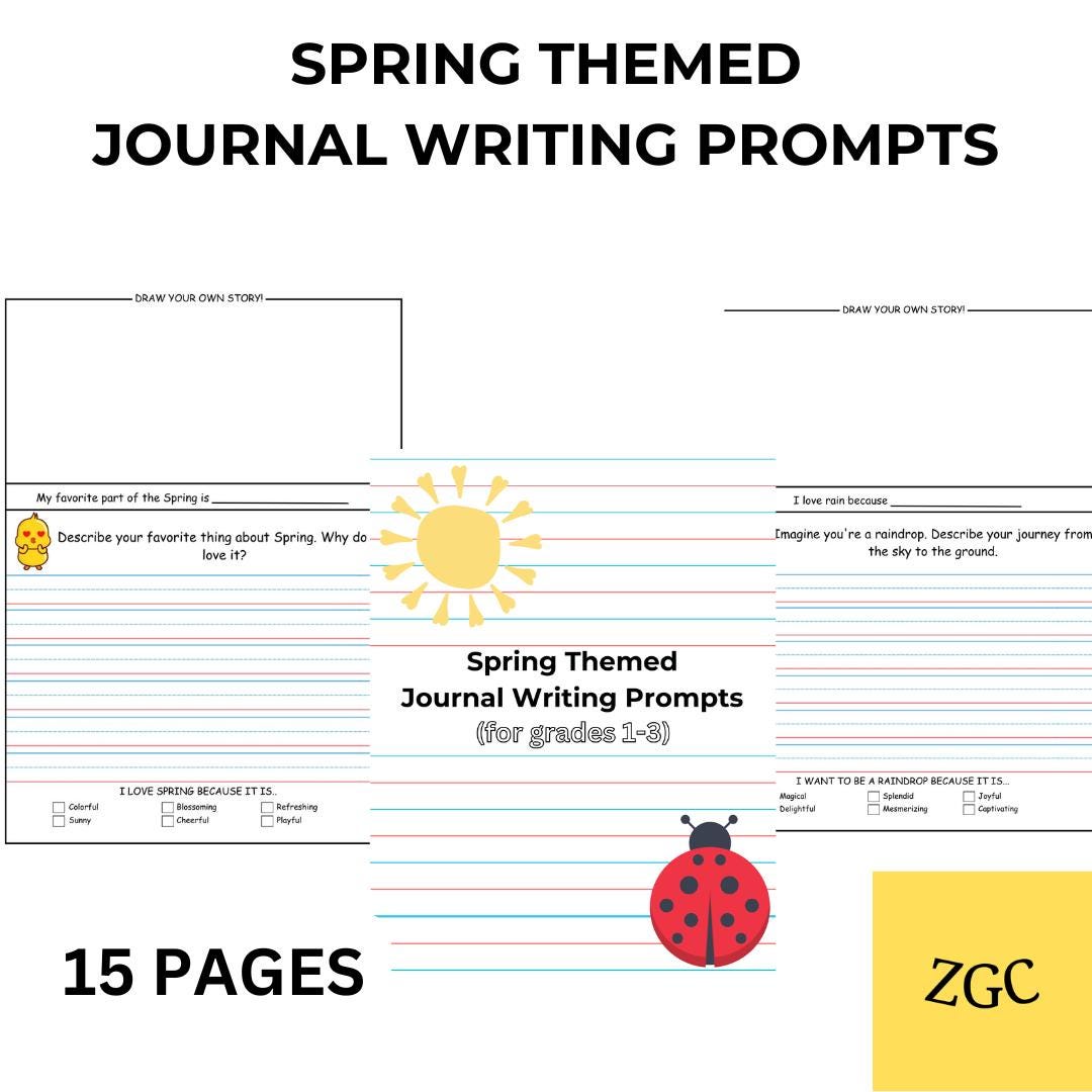 Spring Journal Writing Prompts for Kids | Grades 1-3 Creative Activity ...
