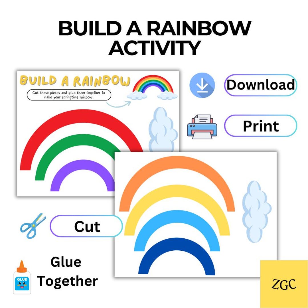 Build a Rainbow Craft Activity | Spring Cut and Paste Preschool PDF ...