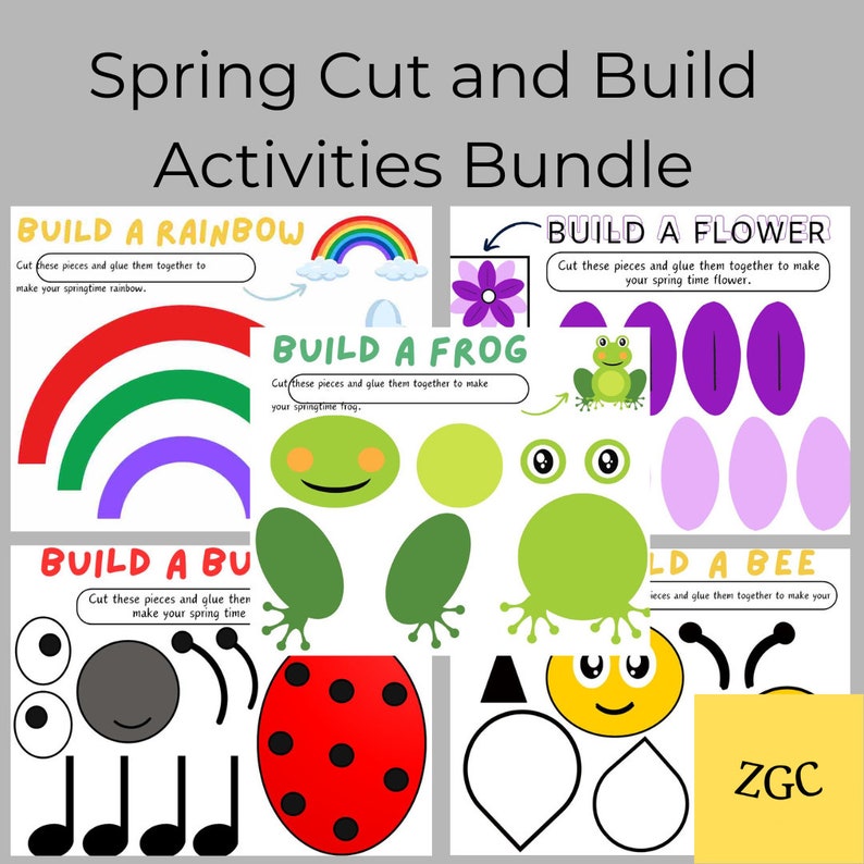 Craft Activity for Kids Printable Bundle, Cut Glue Create Crafts, Early ...
