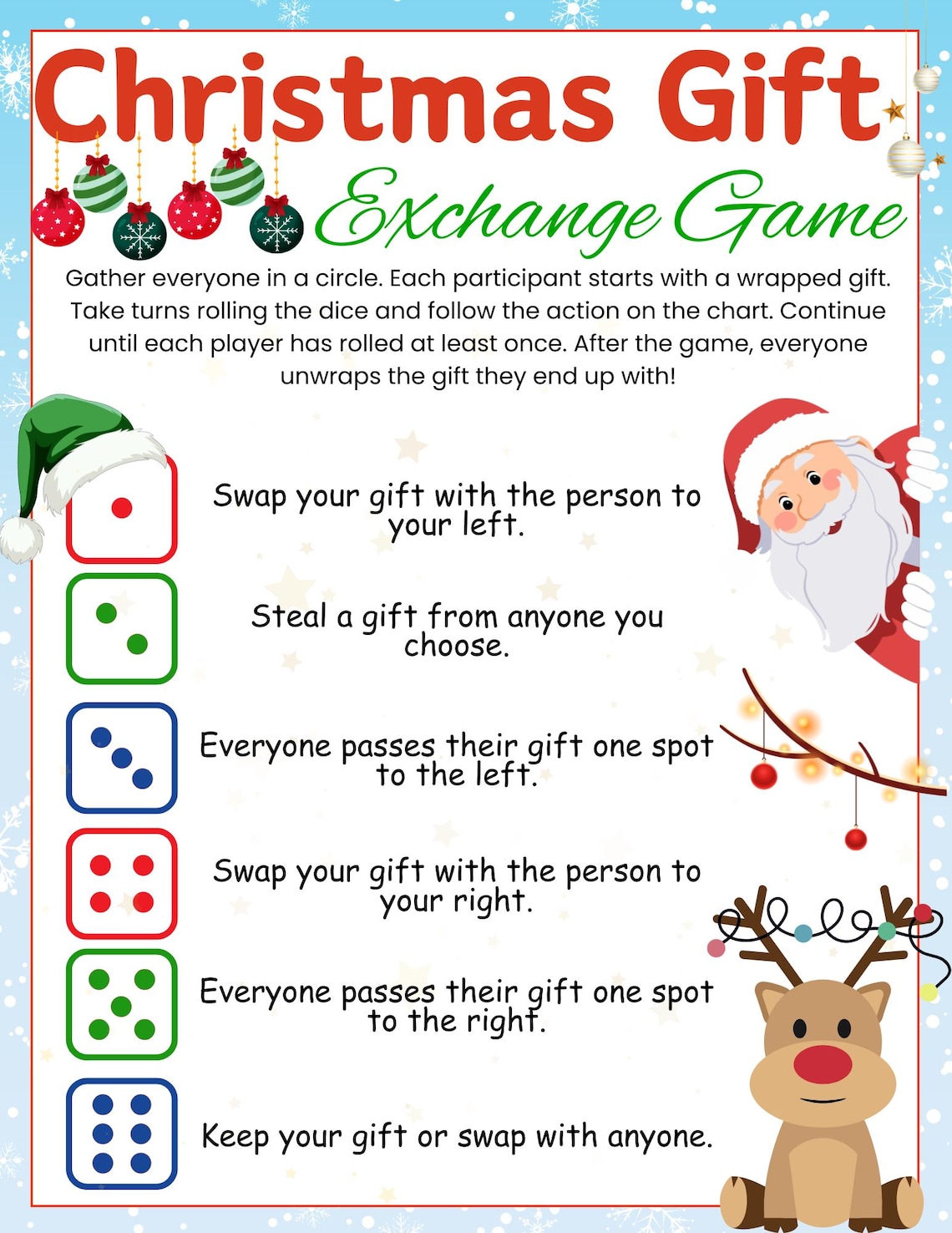 Printable Christmas Gift Exchange Game, Christmas Gift Exchange Party ...