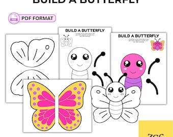 Build a Butterfly Craft Printable, Cut and Paste Activity, Preschool ...