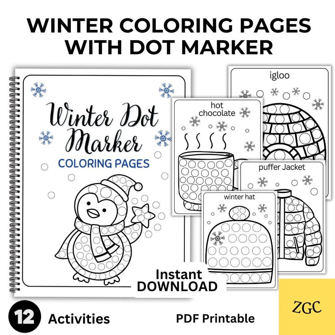 Winter Dot Marker Coloring Pages | Do-a-dot Printables for Toddlers ...