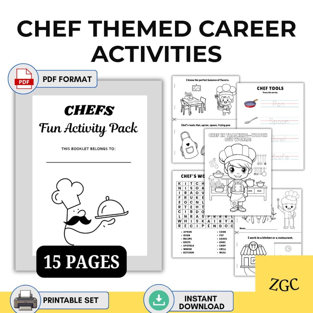 Chef Activity Pack for Kids | Pretend Play Printables (PDF Download) - Etsy