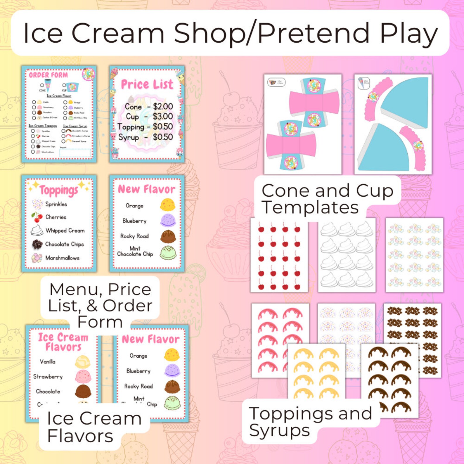 Ice Cream Shop Dramatic Play, Ice Cream Shop Pretend Play, Dramatic ...