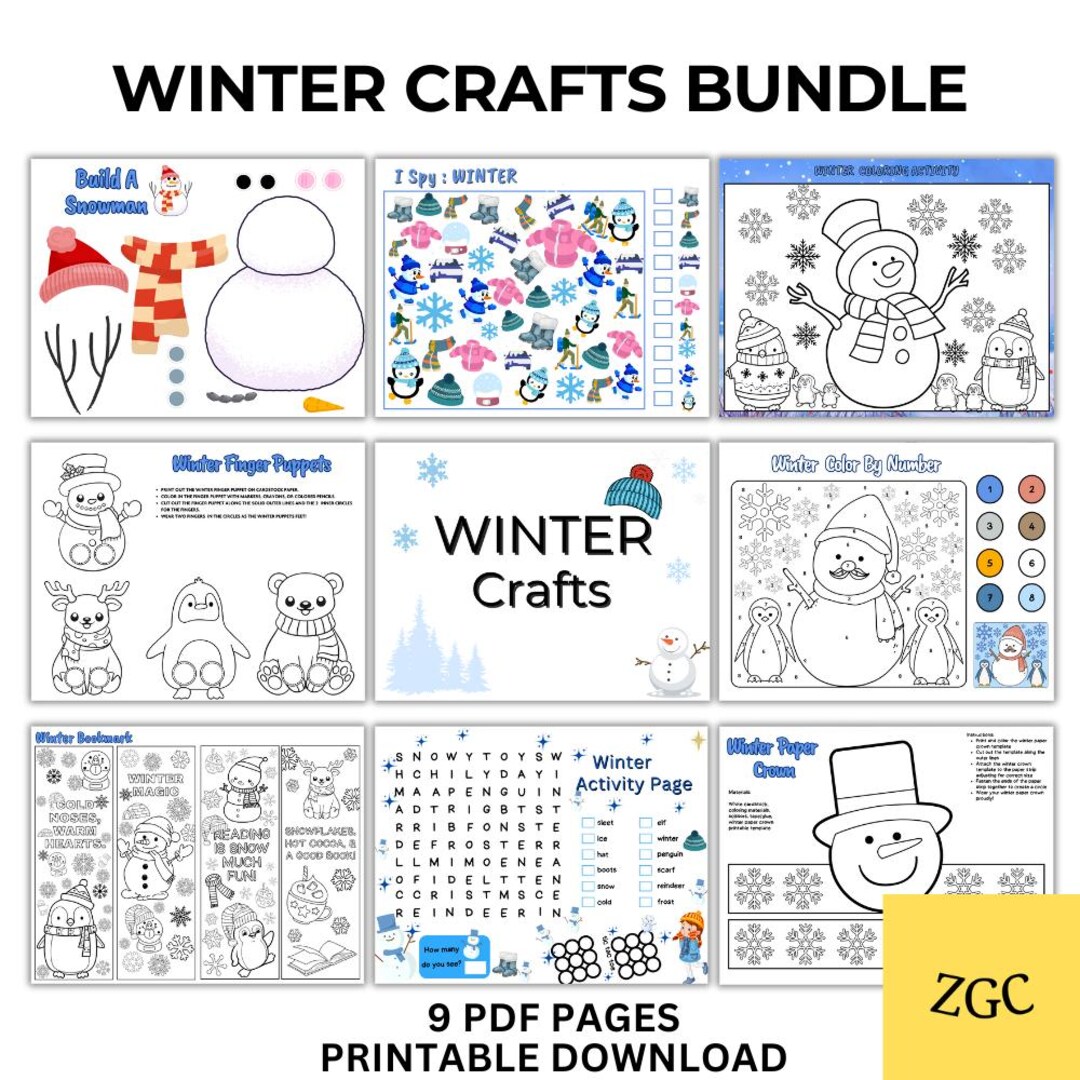 Winter Crafts Bundle | Printable Kids Activities (PDF) - Etsy