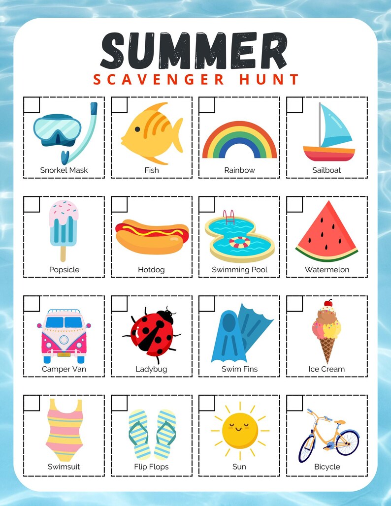 Summer Scavenger Hunt Printable Cards | End of Year Student Gift ...